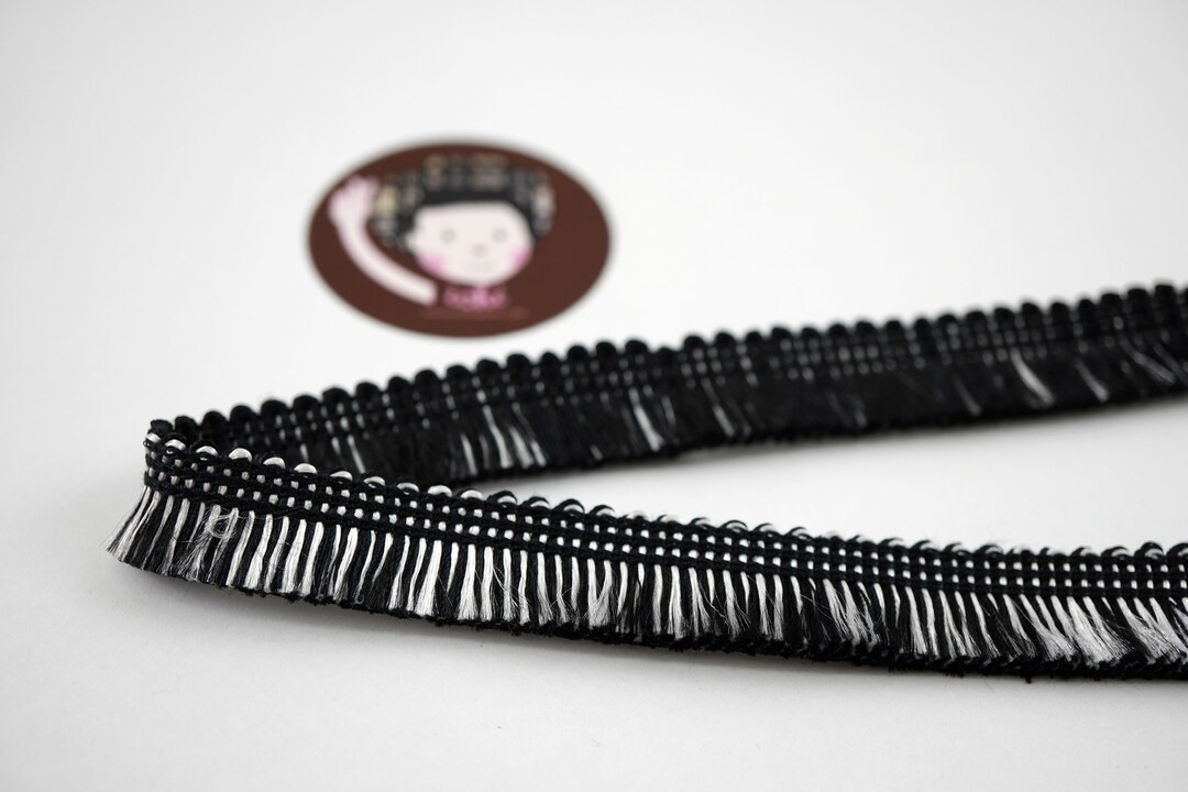 5 Yards of Black-white Brush Fringe, Tassel Fringe, Tassel Trim ...
