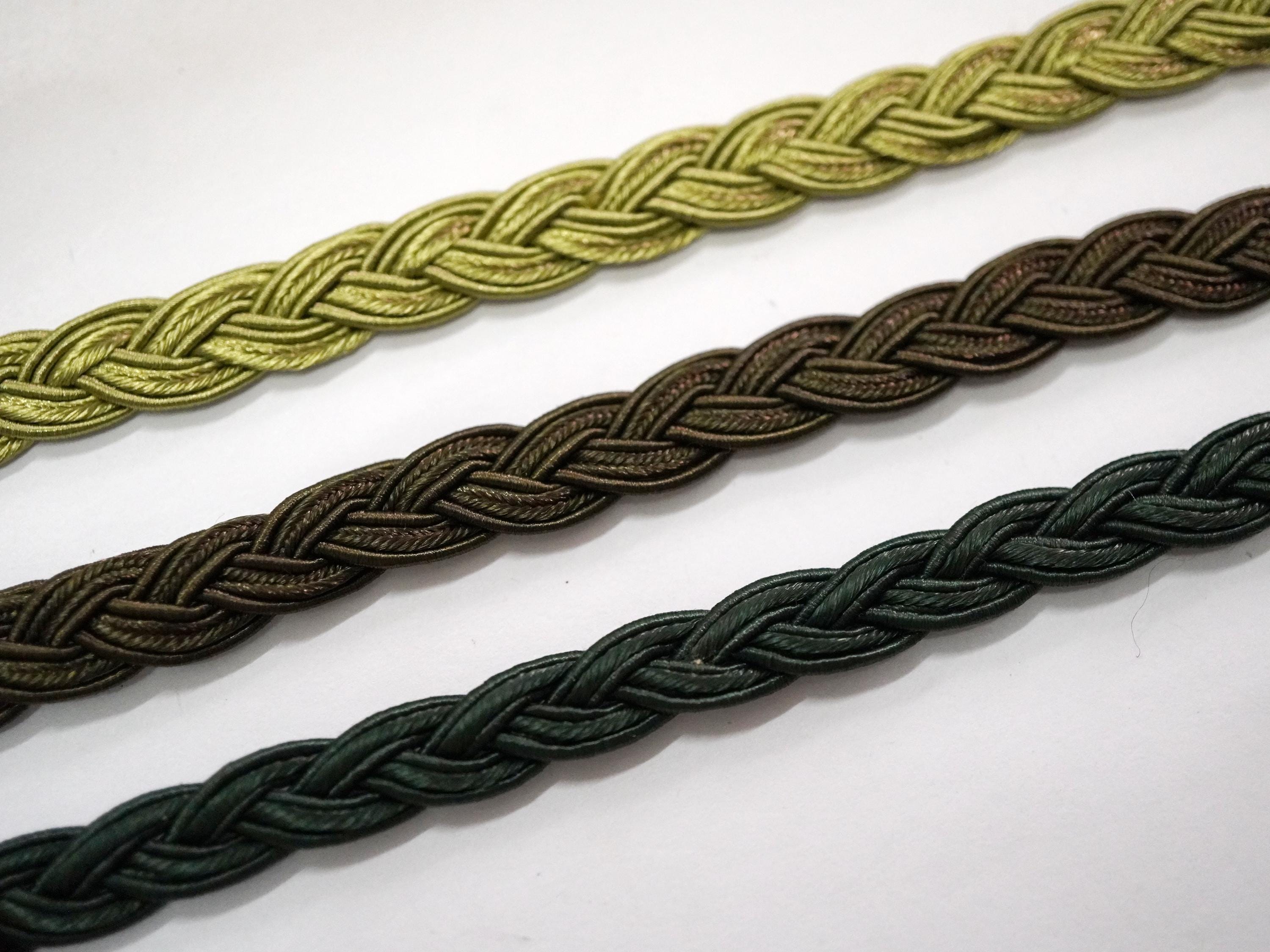 5 Yards 1/4" Green Braided Cord, Braided Gimp Trim, Scroll Braid Trim ...