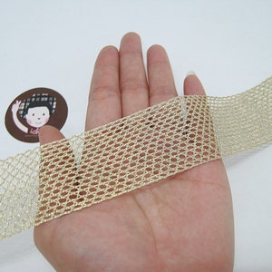 5 Yards 1-3/8" Gold Metallic Net Ribbon, Wide Glitter Ribbon, Glitter ...