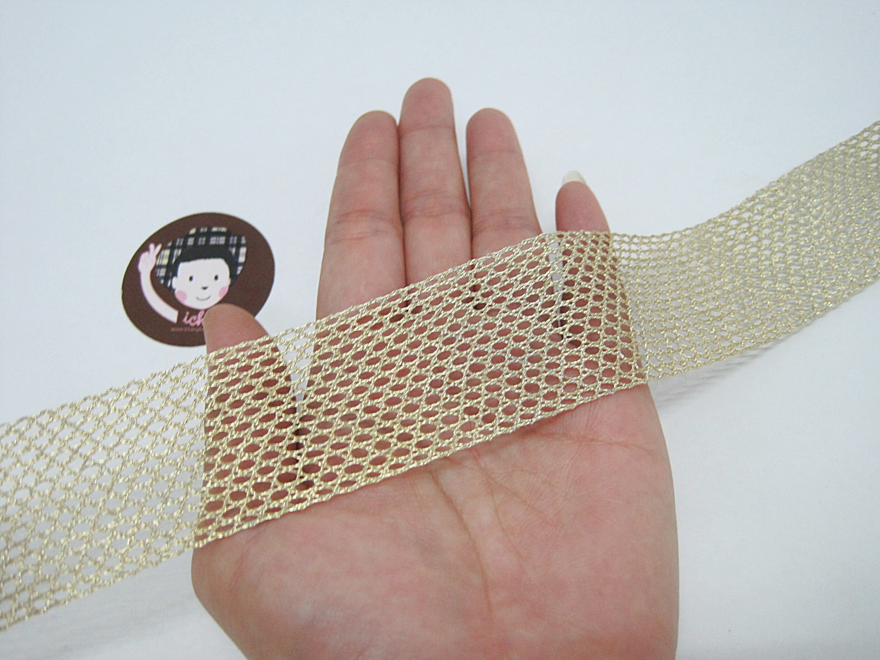 5 Yards 1-3/8 Gold Metallic Net Ribbon Wide Glitter | Etsy