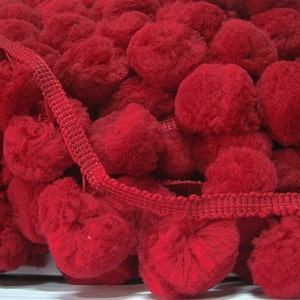 5 Yards 3.5 Cm Ruby Jumbo Pom Pom Trim - Etsy
