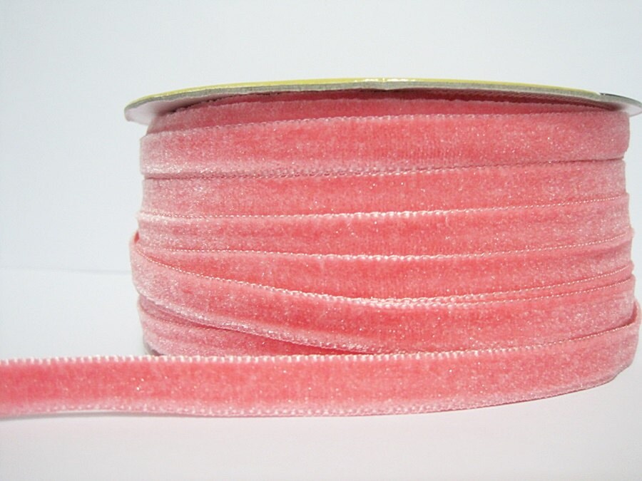 5 Yards 3/8" Coral Pink Velvet Ribbon - Etsy