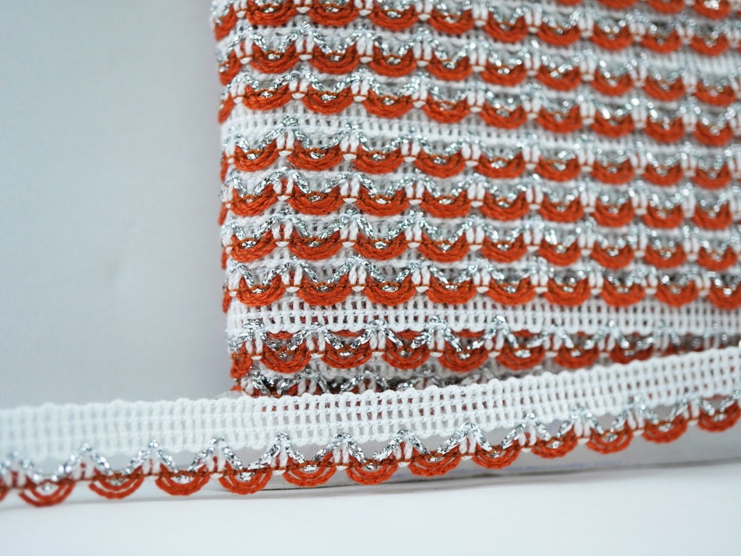 5 Yards Tangerine-white Lace With Silver Metallic, 2 Tone Lace, Lace ...