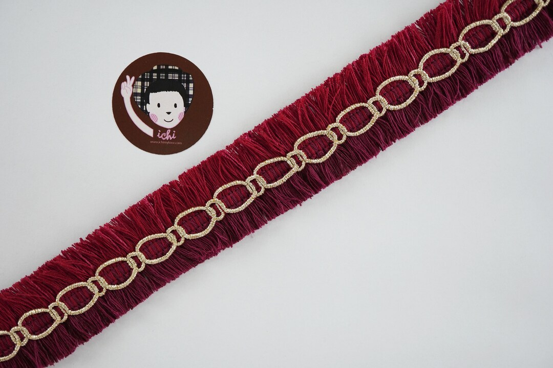 5 Yards Ruby Burgundy Double Sided Fringe, Tassel Fringe, 2 Sides ...