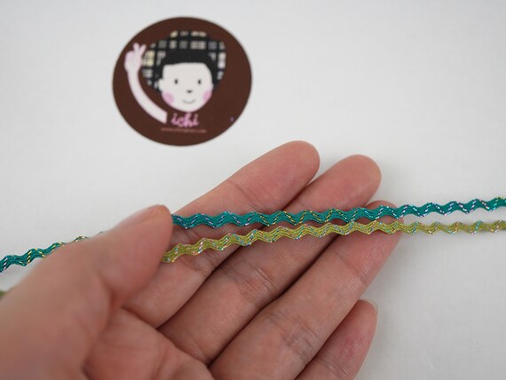 5 Yards Green Tiny Rick Rack With Rainbow Metallic Tiny Rick - Etsy
