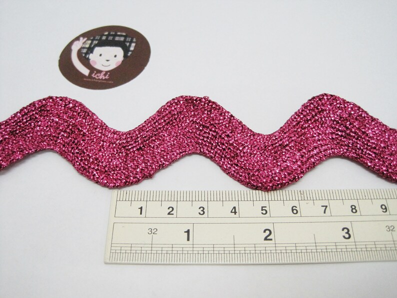 5 Yards Hot Pink Jumbo Metallic Rick Rack Trim, Metallic Rick Rack ...