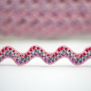 5 Yards Pink Embroidered Rick Rack, Embroidered Vine Rick Rack, Plaited ...