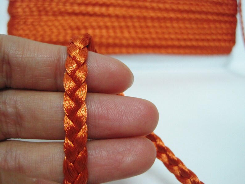 5 Yards 1/4 Braided Cord Tangerine Cord Flat Braided | Etsy