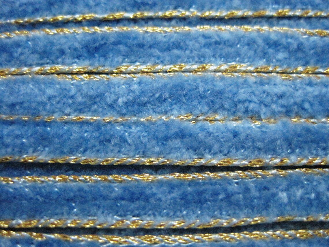 5 Yards 1/4" Sky Blue Velvet Ribbon With Gold Metallic Edge - Etsy