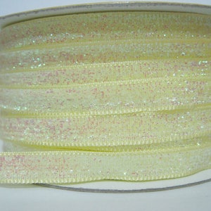 5 Yards 3/8" Light Yellow Glitter Ribbon, Glitter Yarn, Metallic Ribbon ...