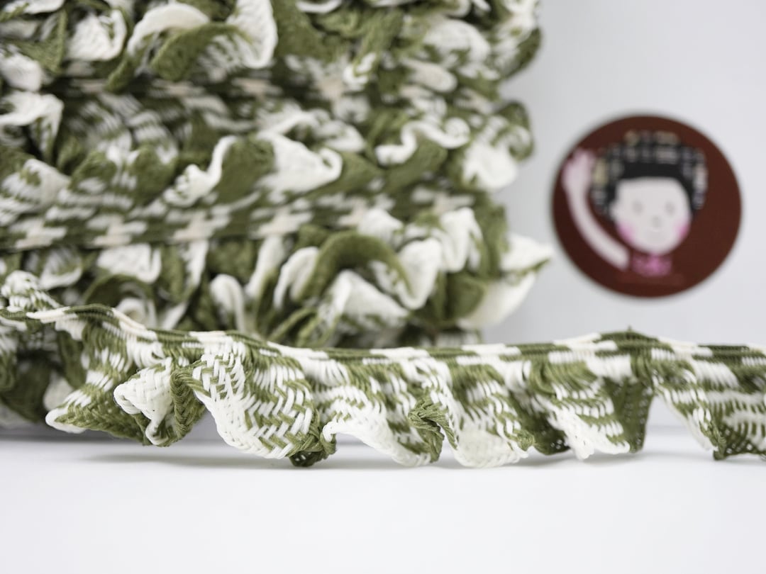 5 Yards Dark Green-cream Ruffle Trim, Ruffle Lace, Pleated Trim ...