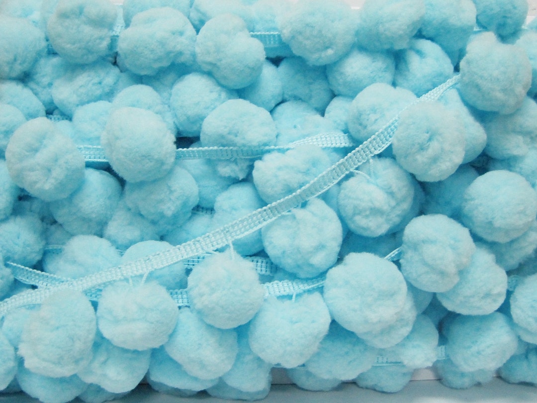 5 Yards 3.5 Cm Jumbo Pom Pom Trim, Baby Blue Pom Pom Trim, Extra Large ...