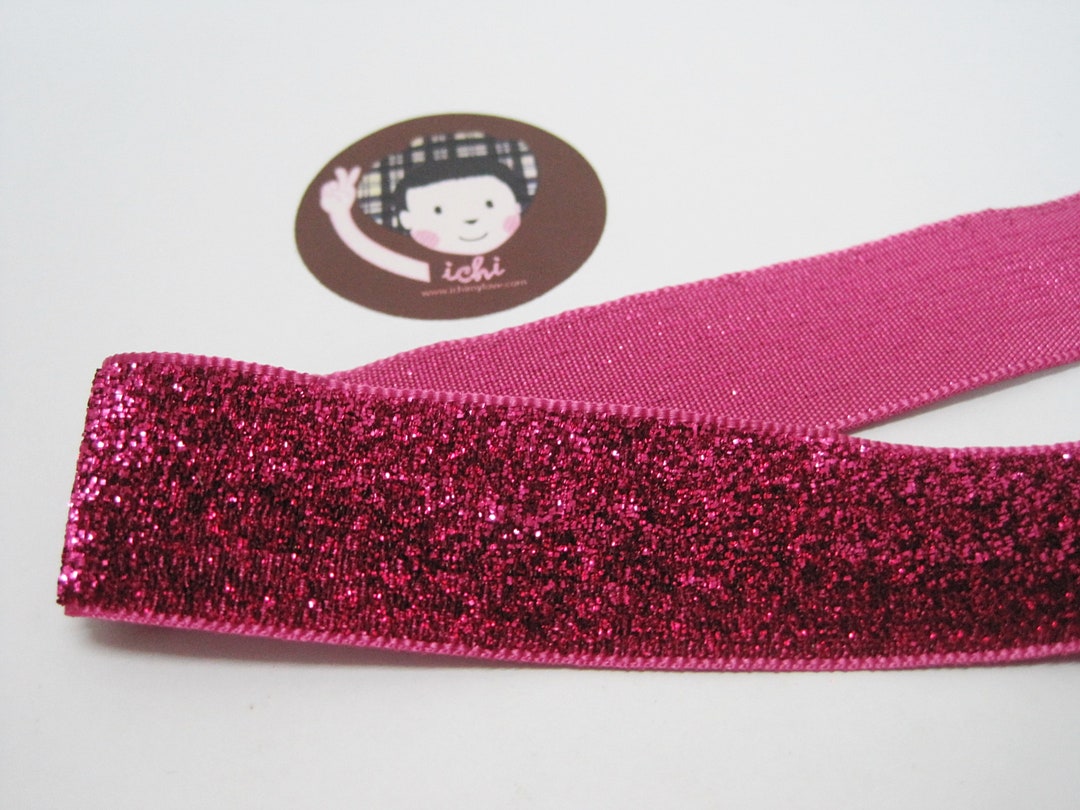 5 Yards 1" Wide Hot Pink Glitter Ribbon, Velvet Ribbon, Glitter Yarn ...