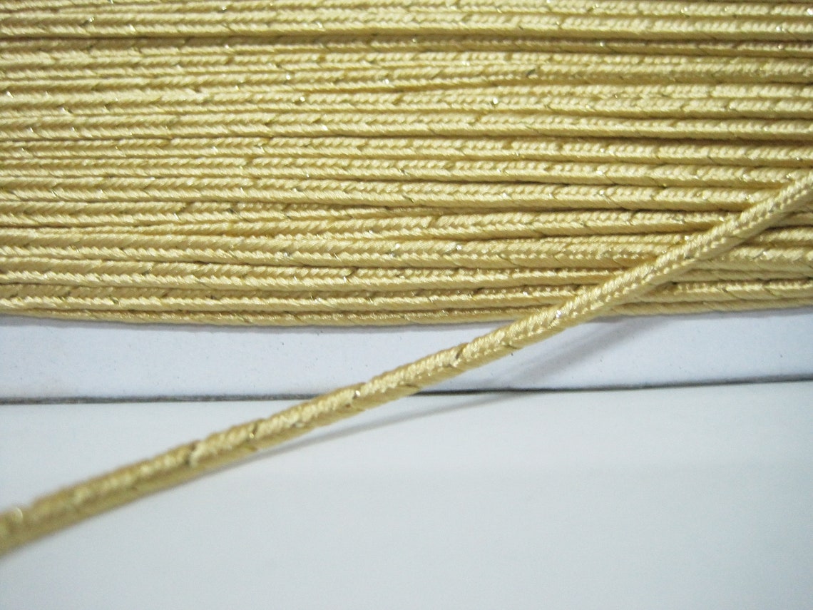 5 Yards 3 Mm Gold Soutache Braid With Gold Metallic Braided | Etsy