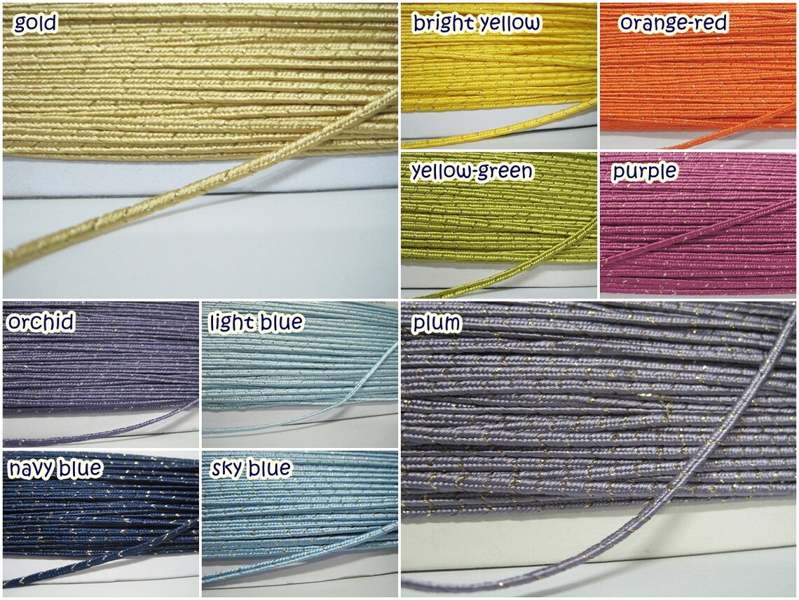 5 Yards 3 Mm Gold Soutache Braid With Gold Metallic Braided | Etsy