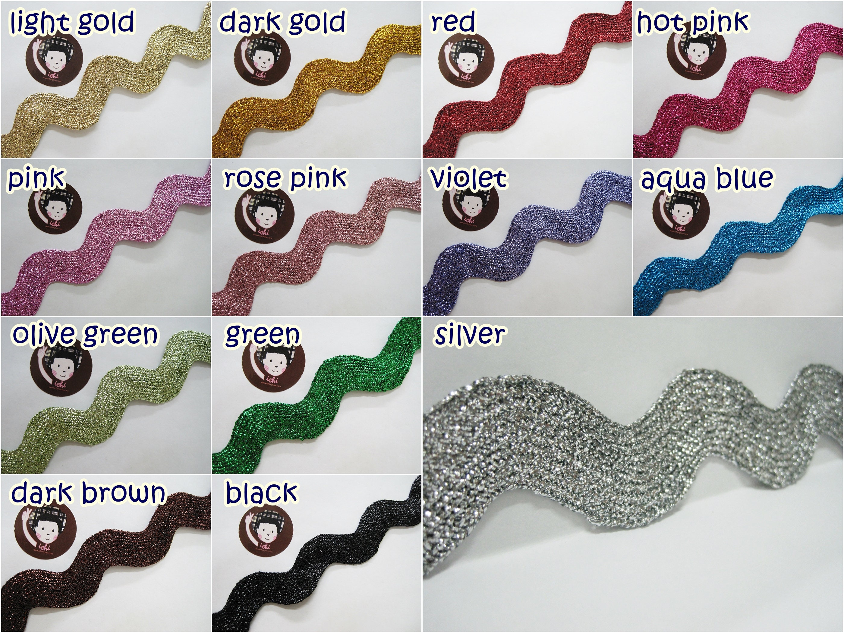 5 Yards Hot Pink Jumbo Metallic Rick Rack Trim, Metallic Rick Rack ...