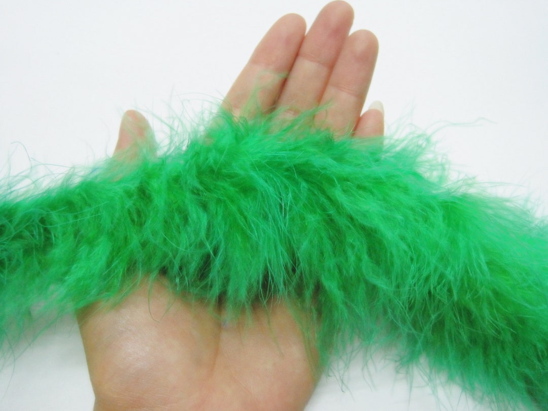 1 Yard 2.5" Feather Trim, Green Feather Trim, Ostrich Feather Trim ...