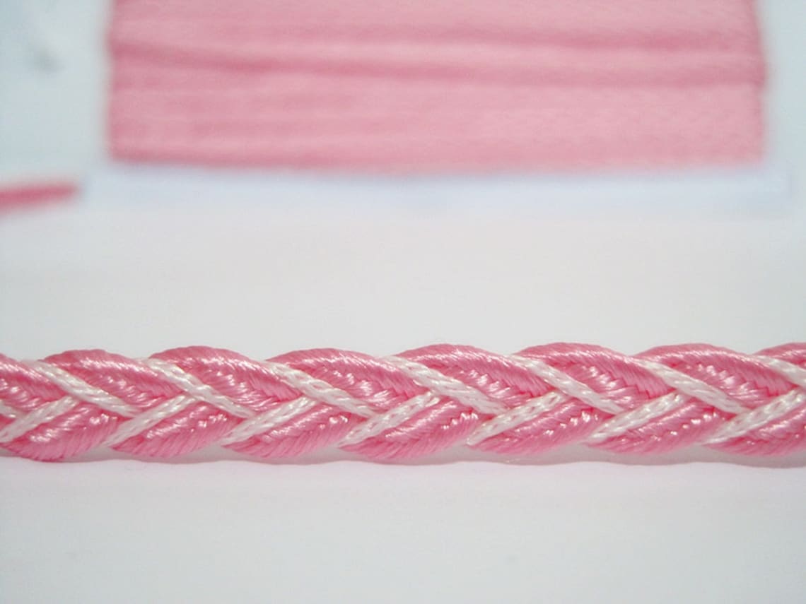 5 Yards 6 Mm Pink Shiny Flat Braided Cord Braided Cord Flat - Etsy