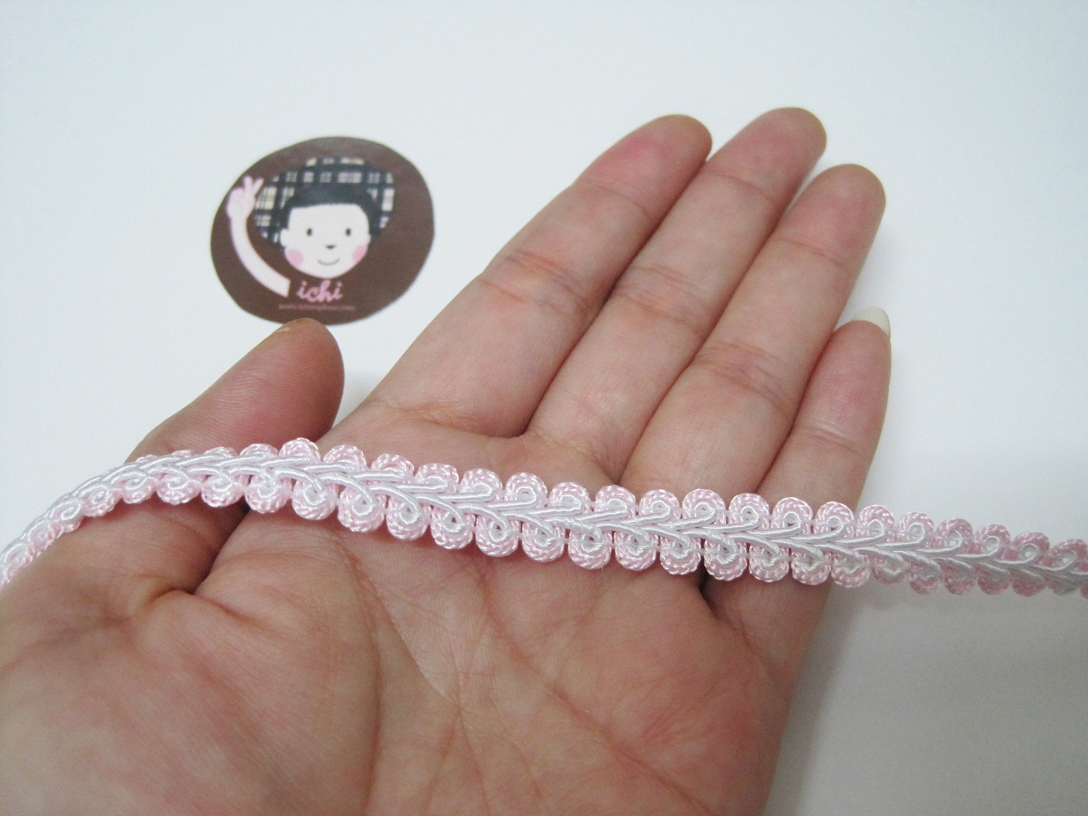 5 Yards 3/8" White-soft Pink Gimp Braided Trim, Gimp Braid, Braided ...