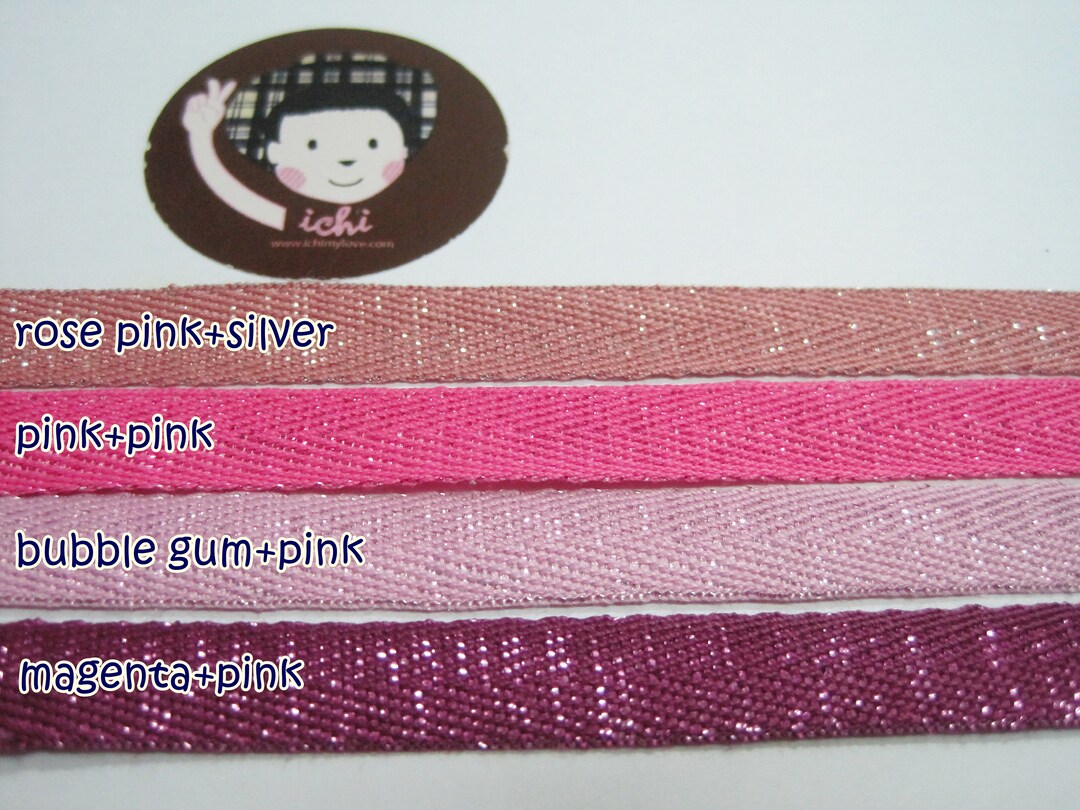 5 Yards 3/8" Pink Sparkly Twill Tape - Etsy