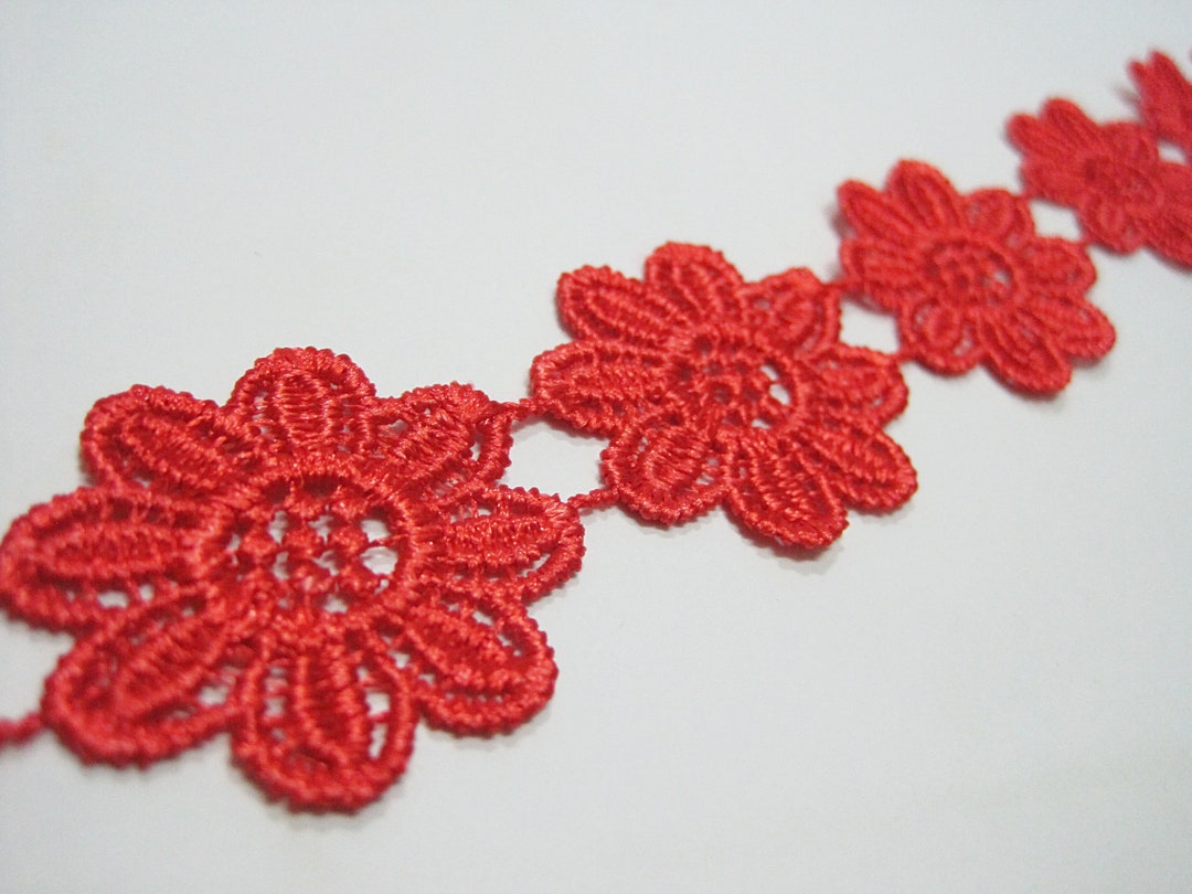 5 Yards 3.5 Cm Red Flower Lace Trim, Lace Trim, Lace Trim Ribbon ...
