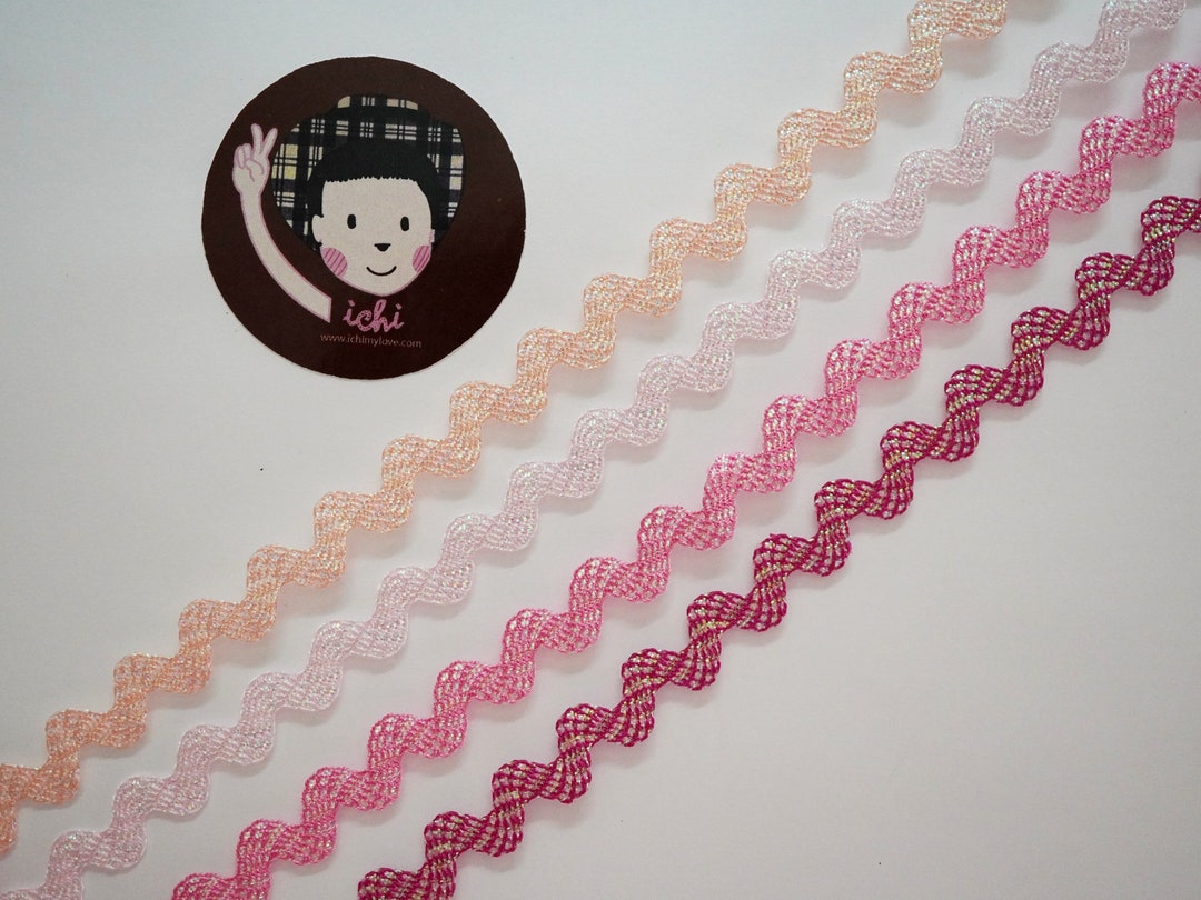 5 Yards 3/8" Pink Sparkly Rick Rack Trim, Glitter Trim, Ric Rac Trim ...