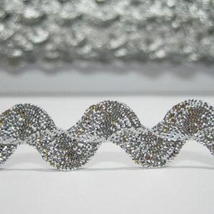 5 Yards 1/2" Silver Metallic Rick Rack Trim, Silver Trim, Ric Rac Trim ...