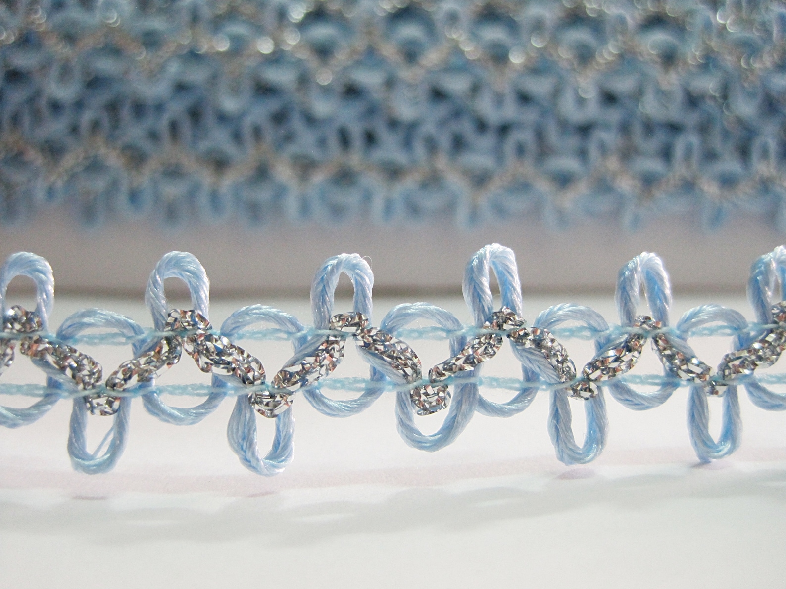 5 Yards Light Blue Picot With Metallic Braided Picot Edge - Etsy