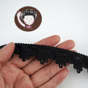 5 Yards Black Scalloped Loop Fringe, Vintage Lace, Loop Trim, Looped ...