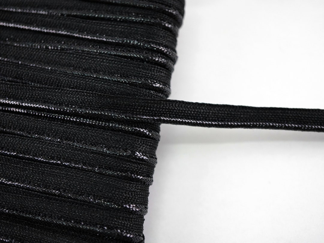 5 Yards 1/4" Black Metallic Lip Cord Piping, Edge Piping, Decorative ...
