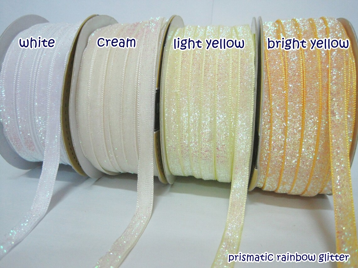 5 Yards 3/8 Light Yellow Glitter Ribbon Glitter Yarn - Etsy