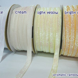 5 Yards 3/8" Light Yellow Glitter Ribbon, Glitter Yarn, Metallic Ribbon ...