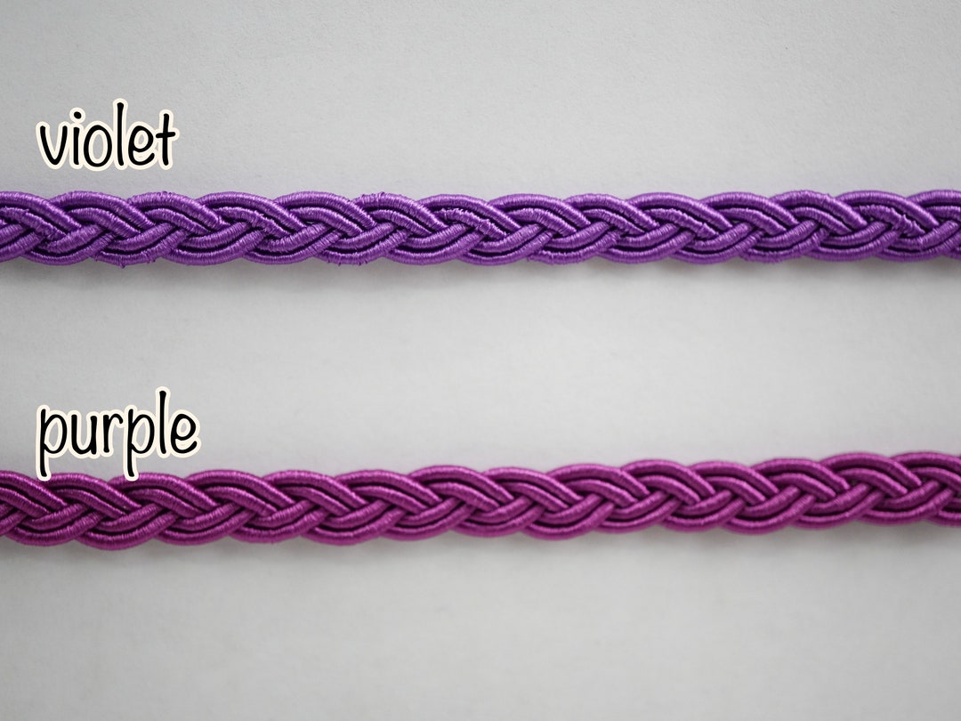 5 Yards 1/4" Purple Braided Cord, Purple Cord, Flat Braided Cord, Flat ...