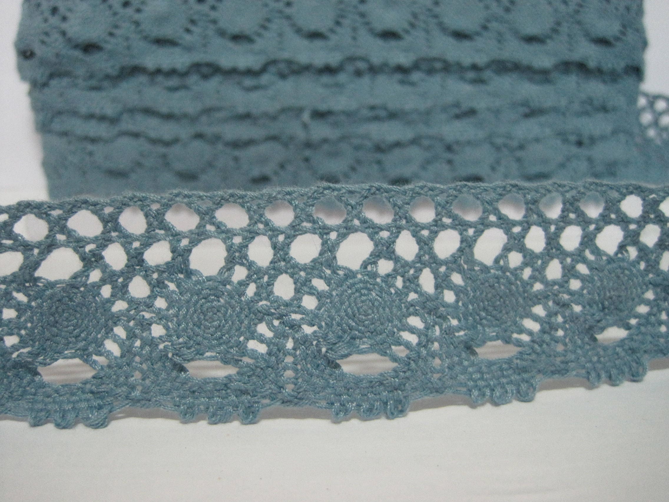 5 Yards Sky Blue Wide Cotton Lace Trim, Crochet Lace Trim, Blue Lace ...