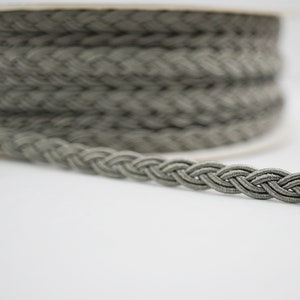 5 Yards 1/4" Gray Braided Cord, White Cord, Flat Braided Cord, Flat ...