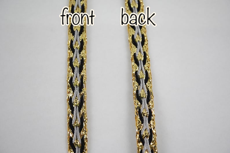 5 Yards 5/16" Black-silver Gold Metallic Braid - Etsy
