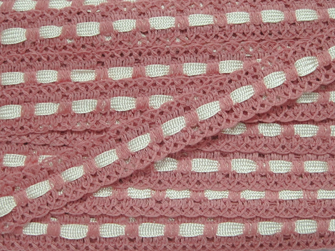 5 Yards Rose Pink Lace Trim With Vanilla Ribbon Insert Lace - Etsy