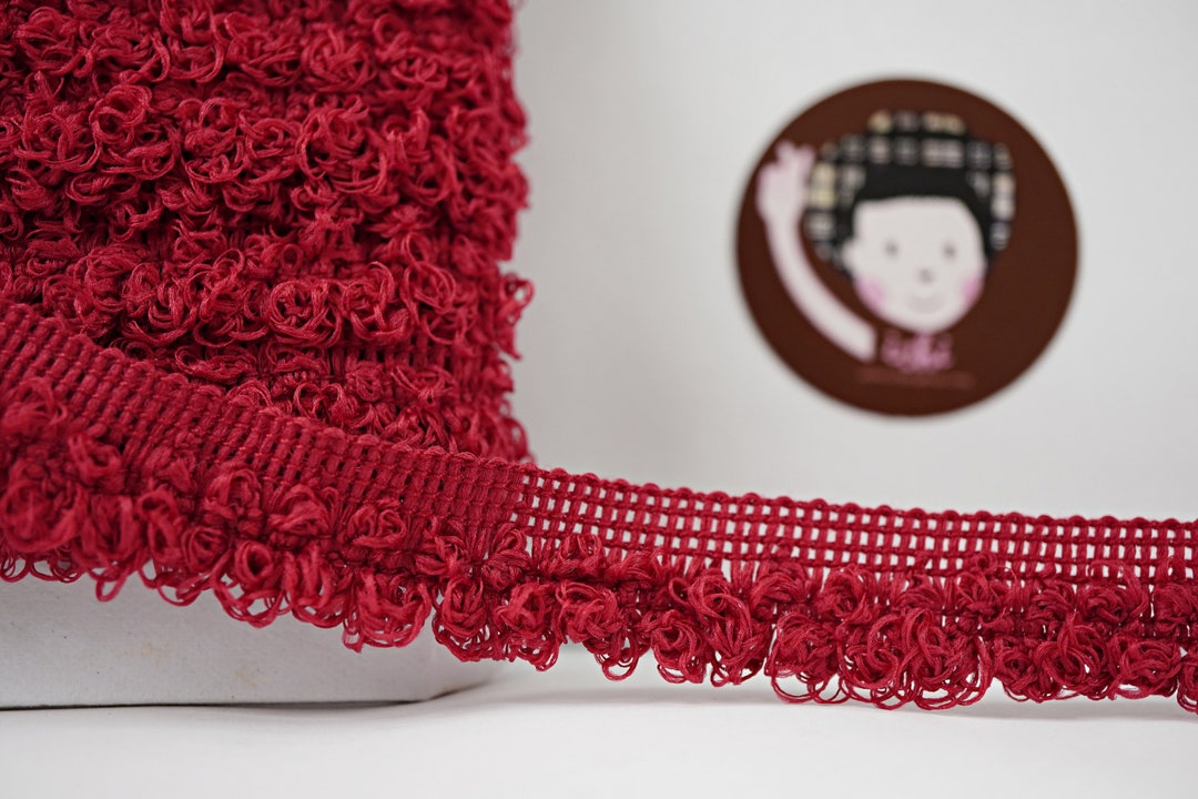 5 Yards Ruby Curly Loop Fringe, Fluffy Fringe, Curly Fringe, Loop ...
