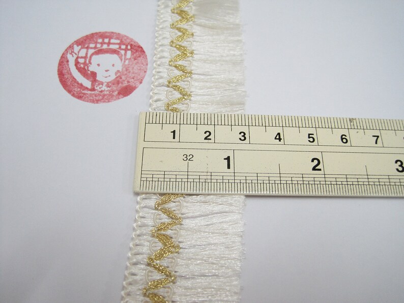 5 Yards Ivory Tassel Fringe Gold Metallic White Trim Fringe - Etsy