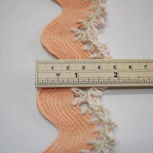 Peach Pink Crocheted Rick Rack Trim, Handmade Crochet Lace, Jumbo Rick ...