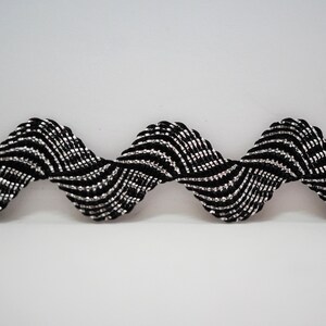 5 Yards Black Metallic Rick Rack, Black Metallic Lace Trim, Sparkly ...
