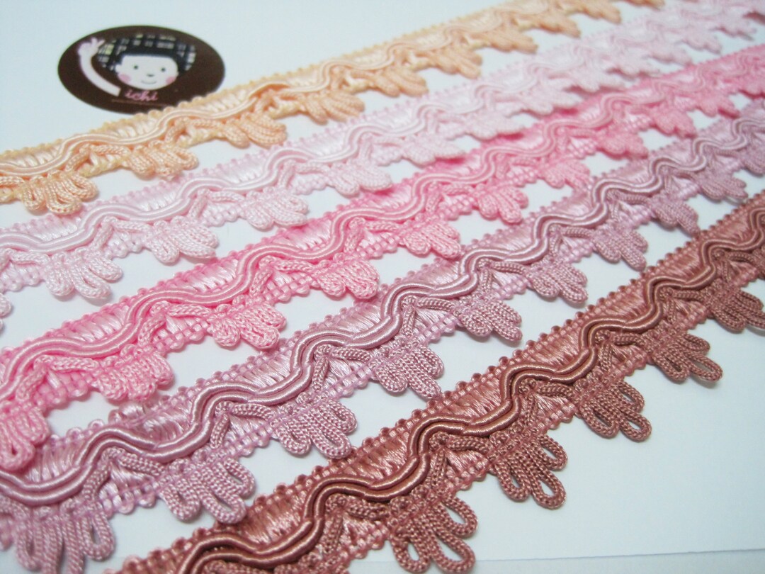 5 Yards Pink Scalloped Loop Fringe, Vintage Lace, Loop Trim, Looped ...