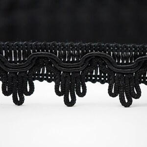 5 Yards Black Scalloped Loop Fringe, Vintage Lace, Loop Trim, Looped ...