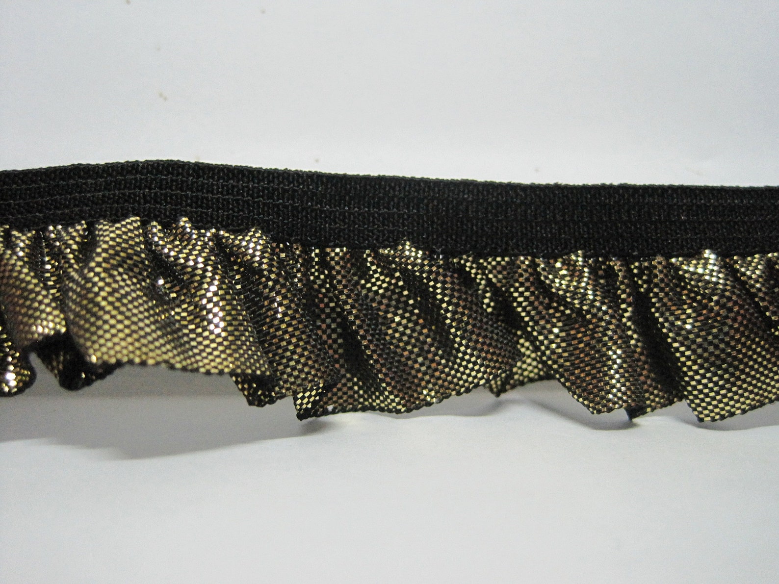 5 Yards Gold Metallic Ruffle With Black Elastic Trim Ruffle - Etsy
