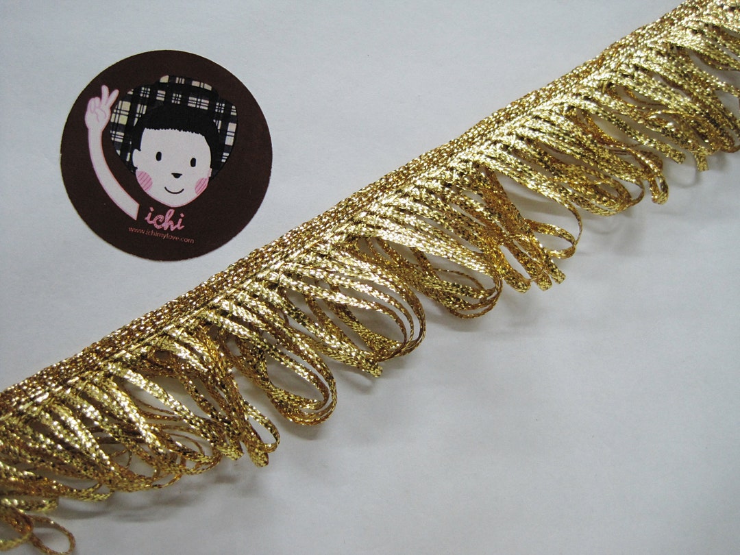 5 Yards Gold Metallic Loop Fringe, Tassel Trim, Bullion Fringe, Loop ...