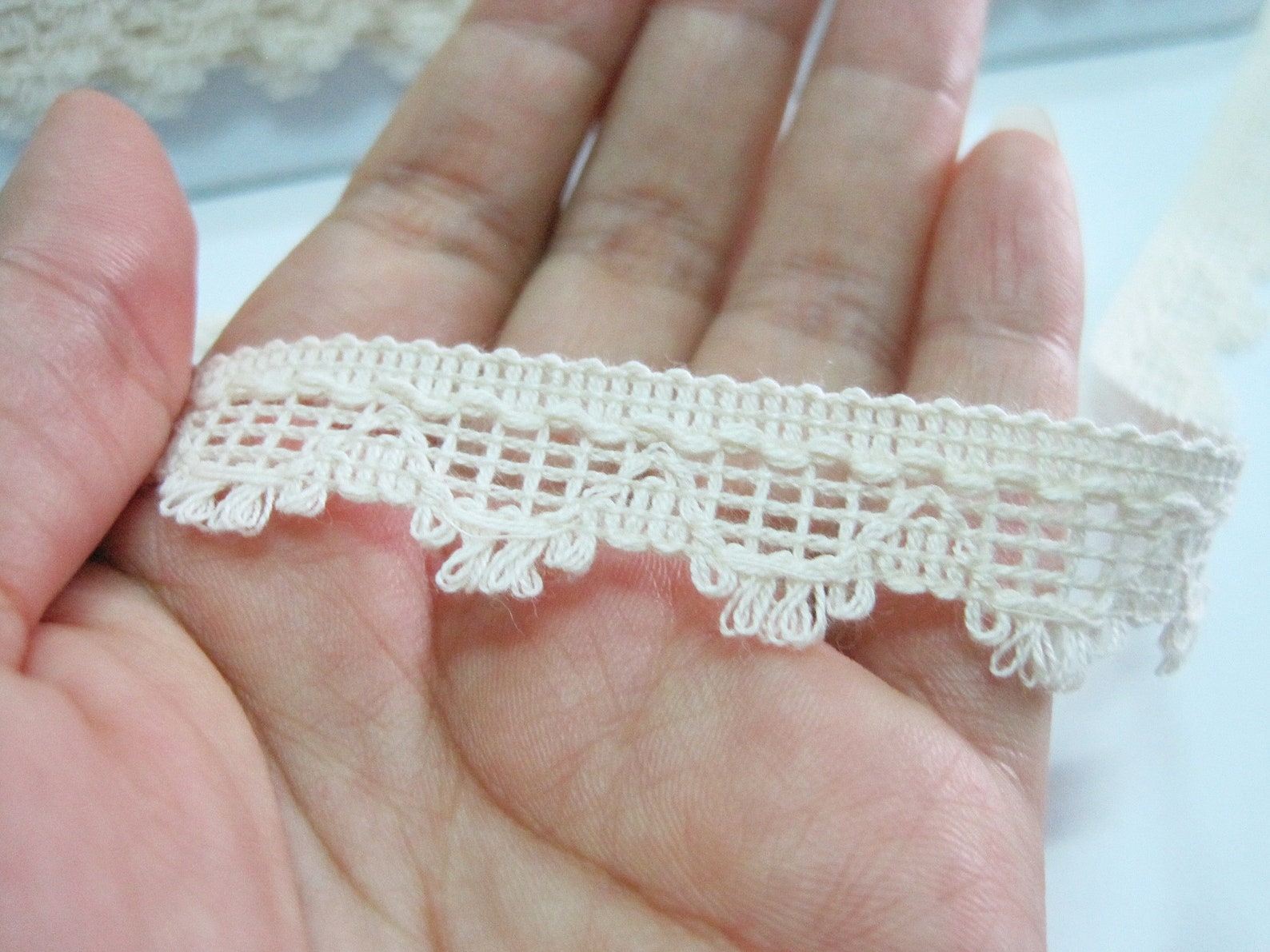 5 Yards 100% Cotton Lace Trim Cotton Trims Unbleached Cotton | Etsy