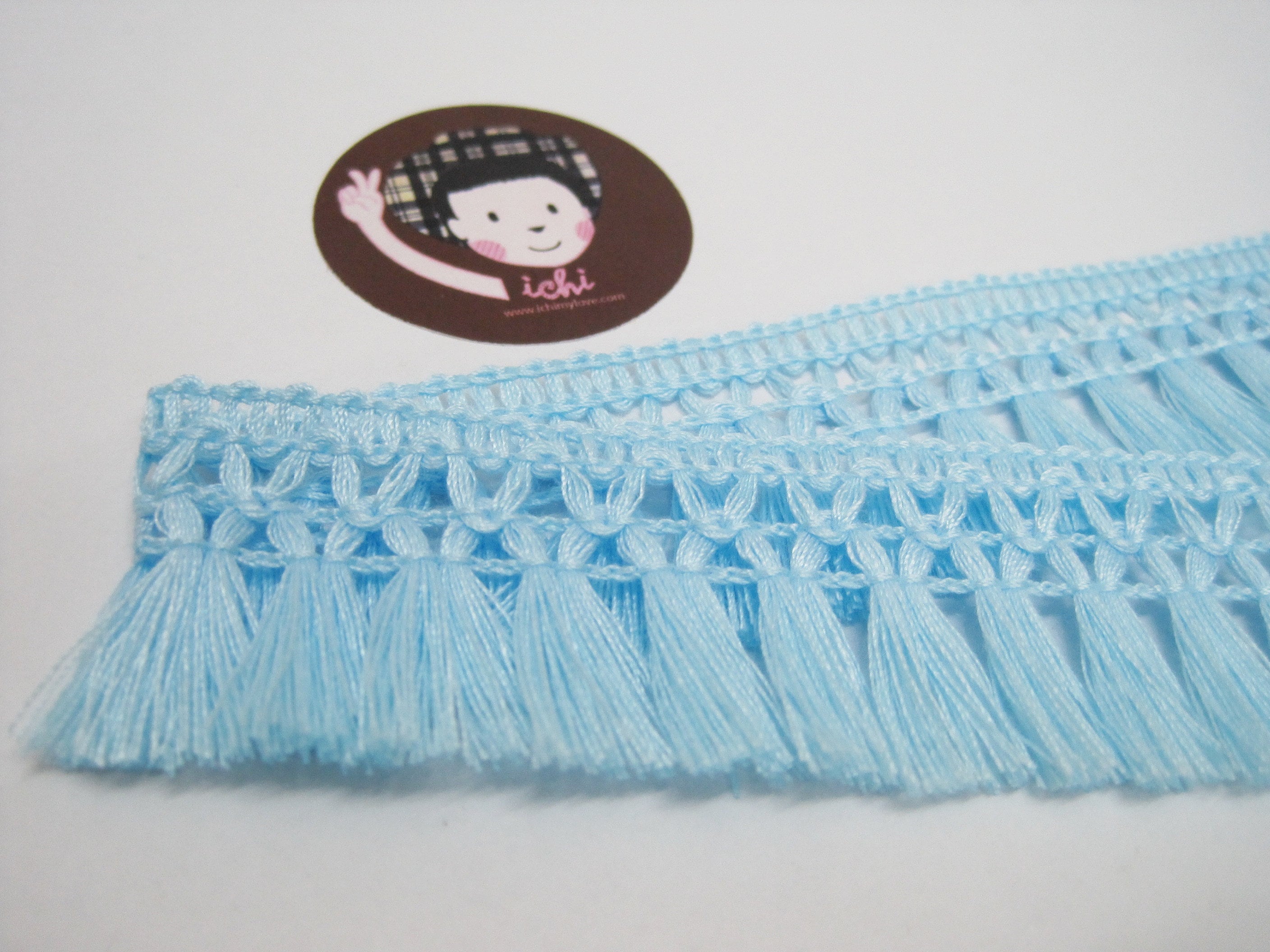 5 Yd 1-1/4 Light Blue Cotton Tassel Trim Blue Trim | Etsy