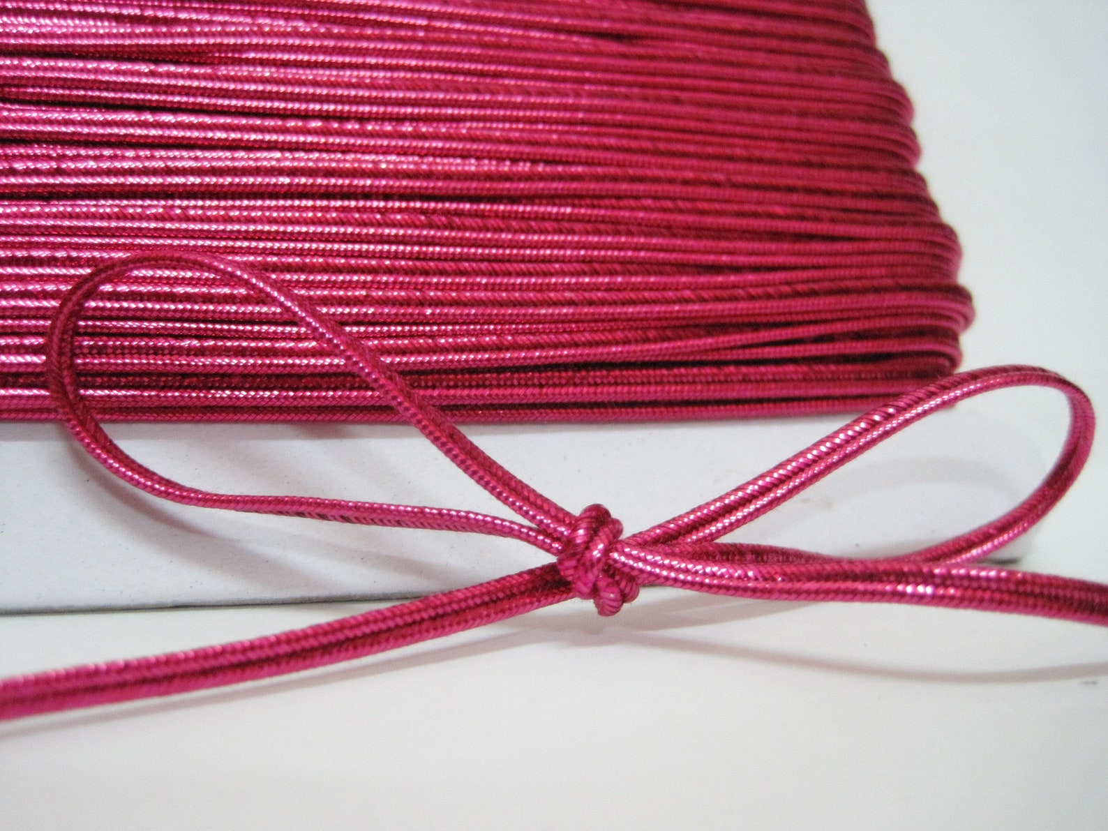 5 Yards 3 Mm Hot Pink Metallic Soutache Braid, Braided Cord, Soutache ...