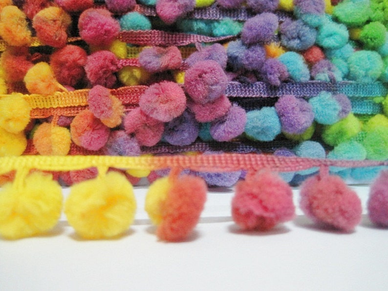 5 Yards Multicolored Large Pom Pom Trim Pom Pom Trim Yellow - Etsy