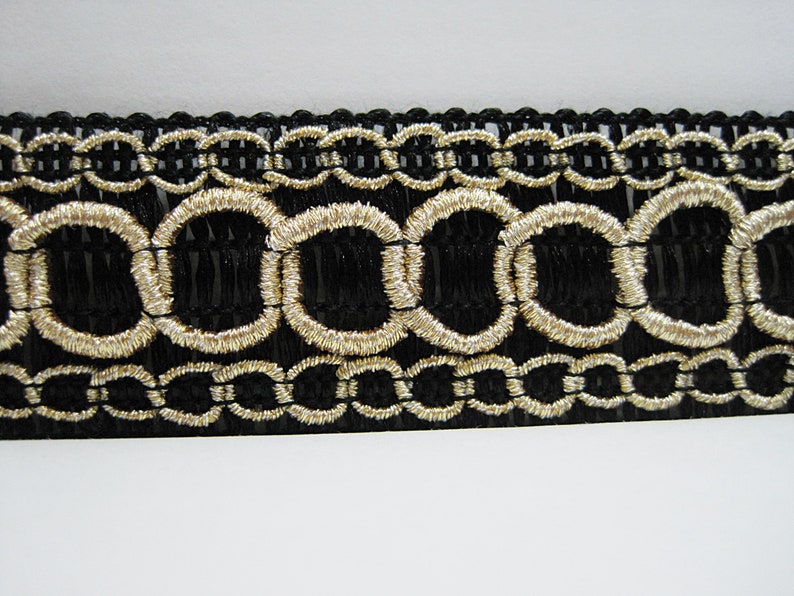 5 Yards 1 Black Gold Metallic Braided Trim Wide Lace | Etsy